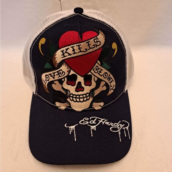 Ed Hardy | Accessories | Ed Hardy Heart Skull Hat | Poshmark